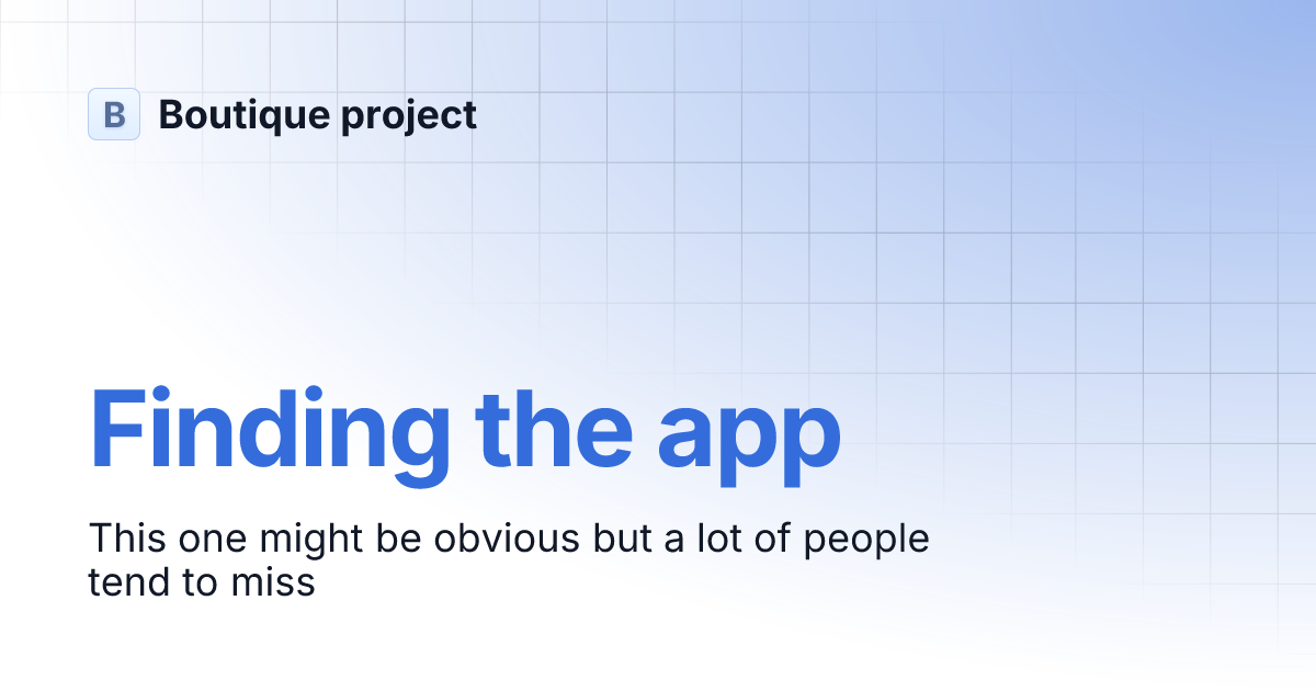 Finding the app | Boutique project
